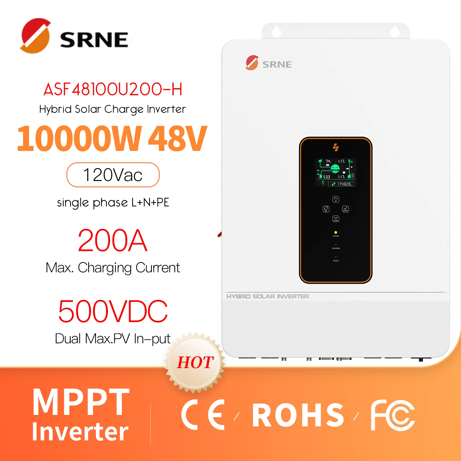 SRNE Ready stock 48V 10,000W split phase inverter 120/240V AC for USA ...
