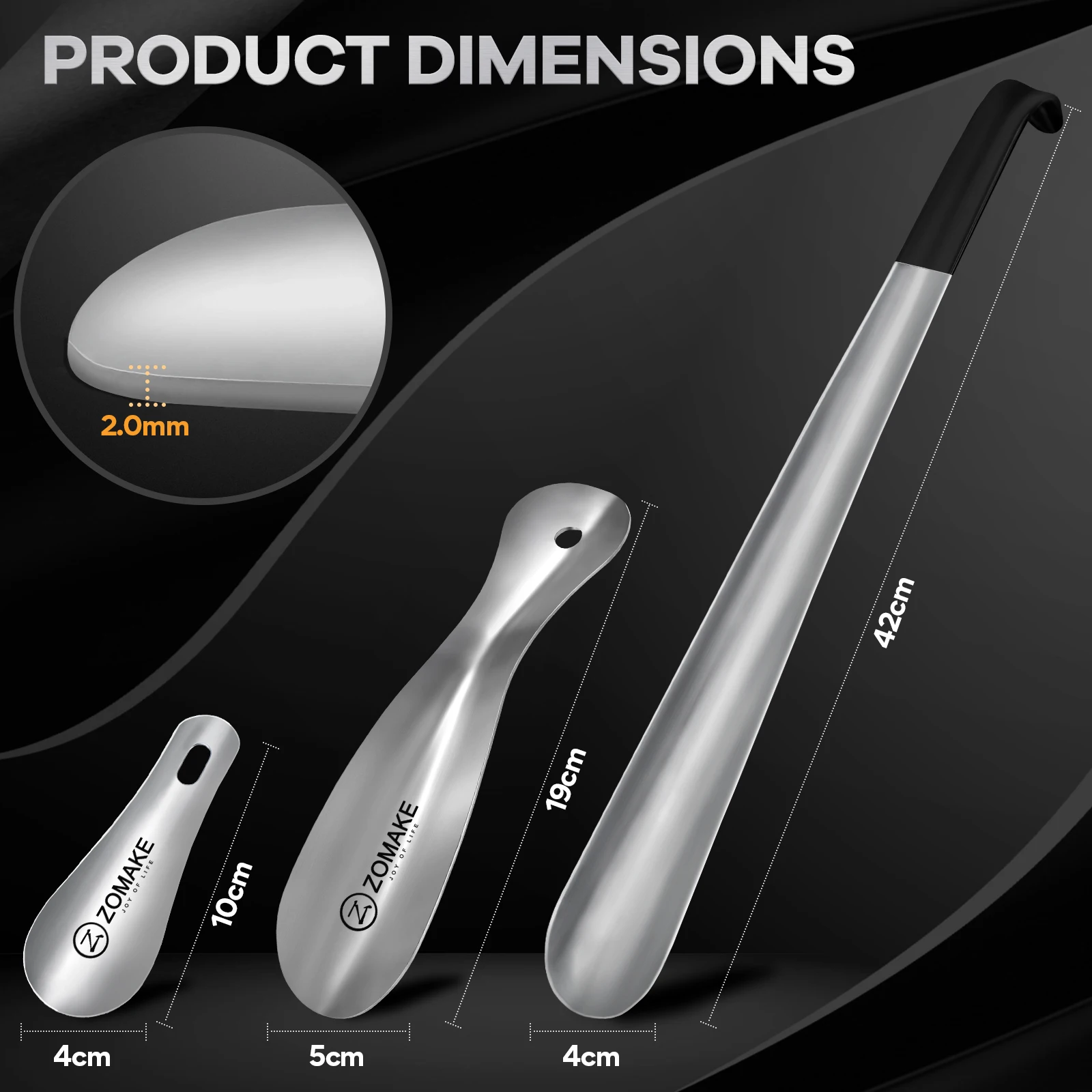 Professional-Shoe-Horn-Long-Handled-Shoe-Horns-with-2-Small-Metal-Shoe ...