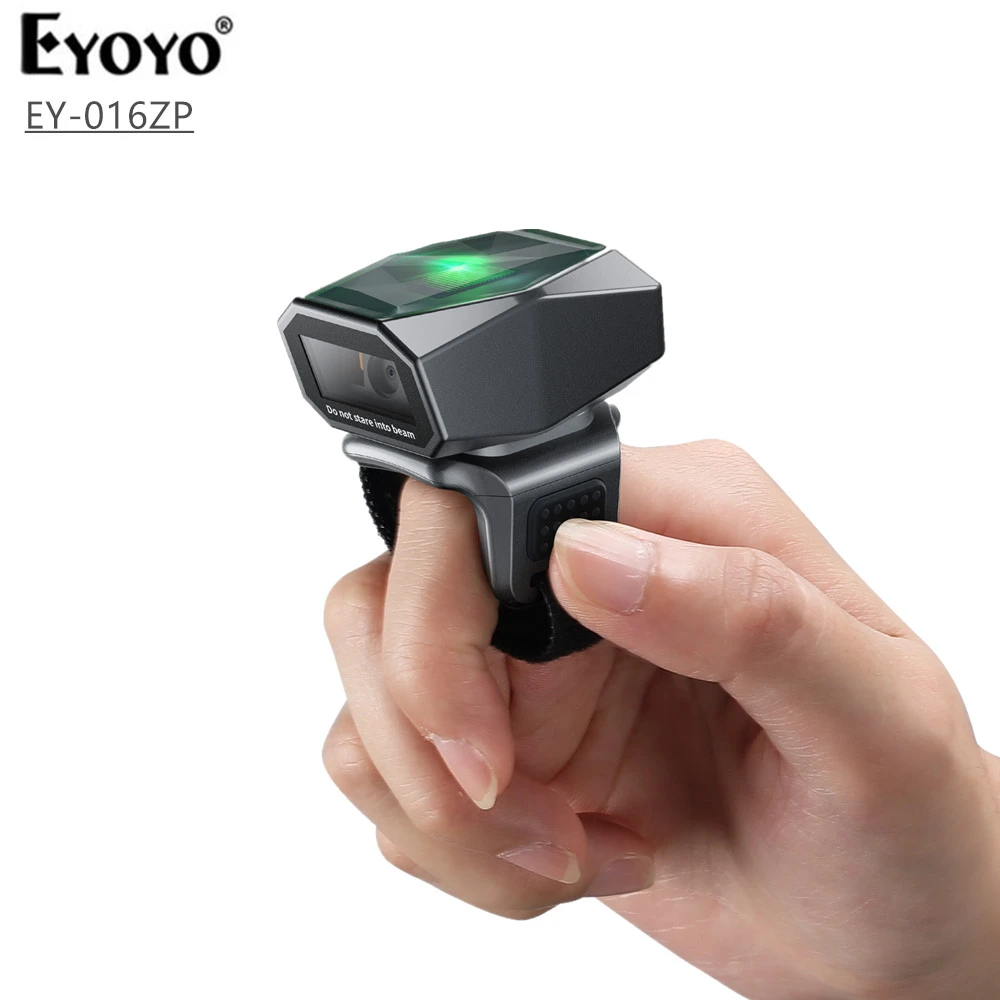 Eyoyo 2D QR Ring Barcode Scanner Wearable Finger 3-in-1 USB Wired & 2 ...
