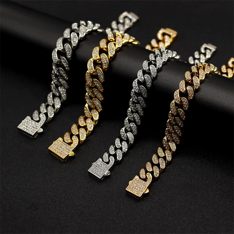 Hip hop bling iced out aço inoxidável 3:1 figaro nk cubana link chain ...