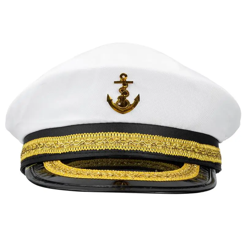 Captain Cap Adult Yacht Boat Ship Sailor Captain Costume Hat Navy Marine Admiral Vintage Men'S ...