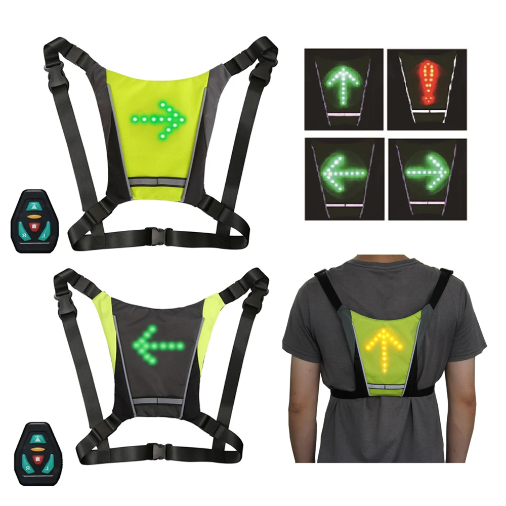 LED Wireless Cycling Vest Night Riding Running Motorcycle MTB Bike Bag ...