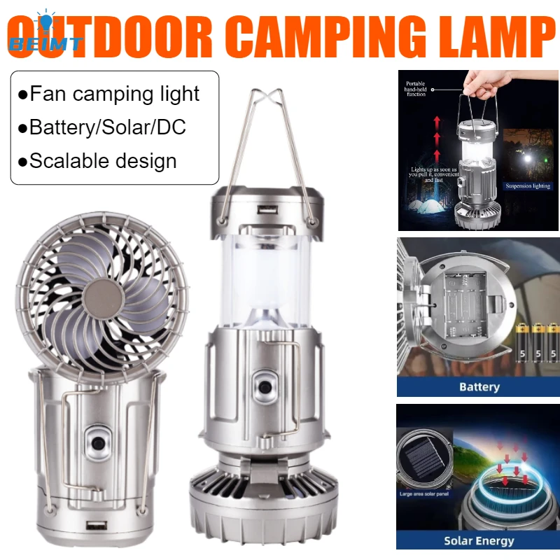 Camping Fan Portable Rechargeable Foldable Hangable Power Bank Lamp ...