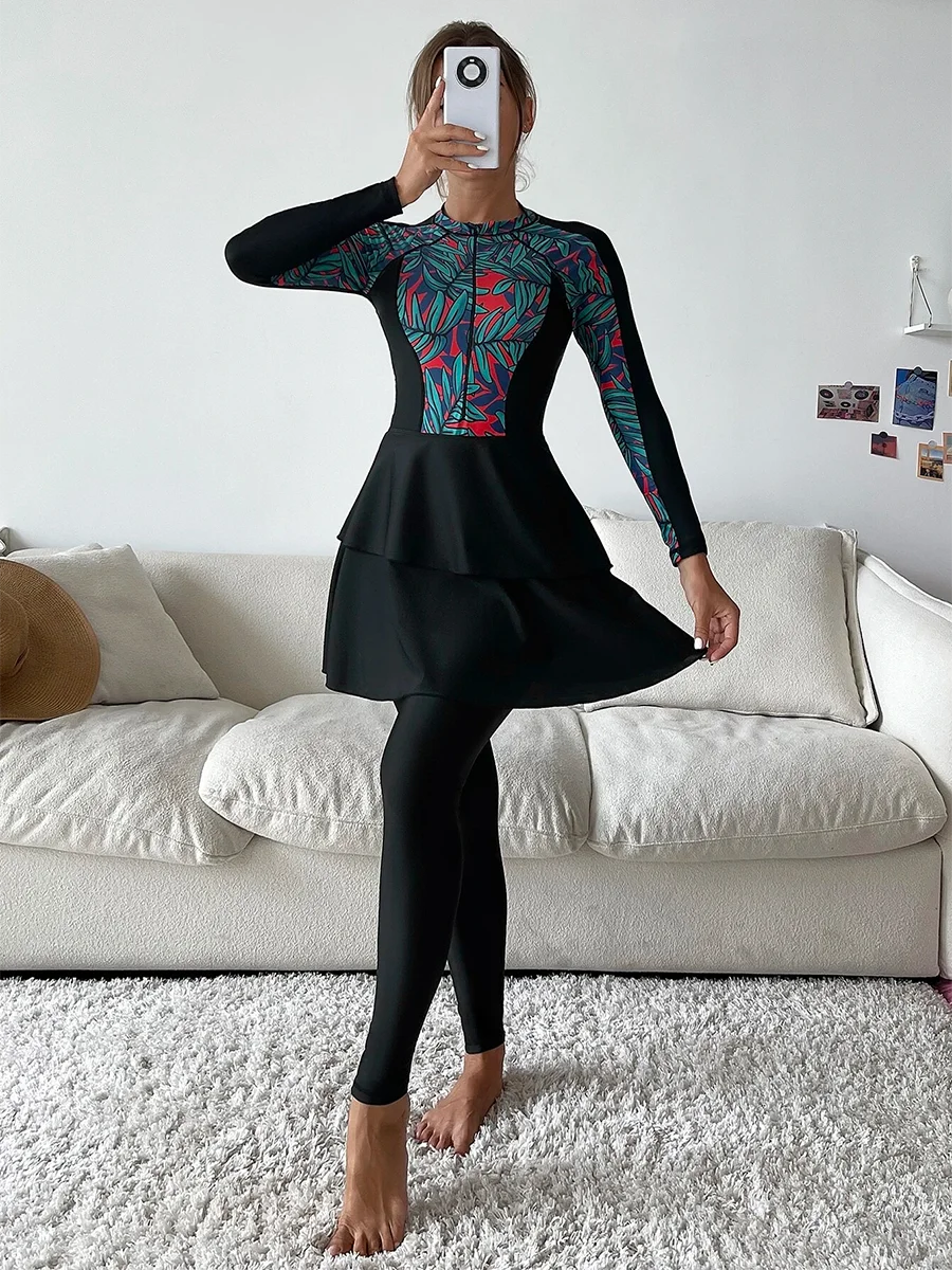 3PCS-Women-Muslim-Swimwear-Print-Full-Cover-Swimsuit-Hijab-Islamic ...