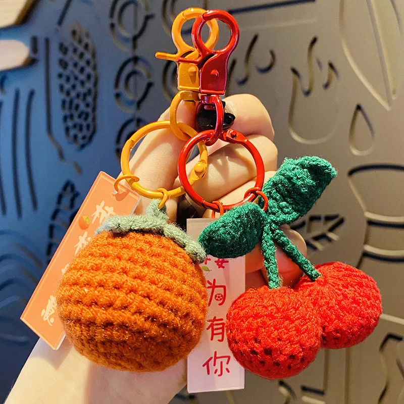 New-Knitted-Fruit-Keychain-Simulation-Strawberry-Cherry-Pear-Persimmon ...