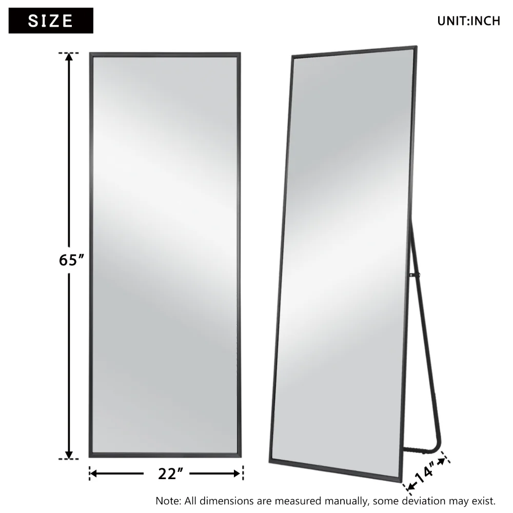 NeuType Full Length Rectangular Standing Floor Mirror with Aluminum ...