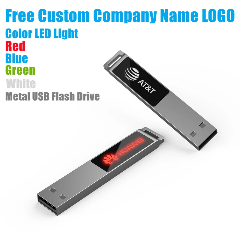 Brand New Free Custom Company Name Color LED light Metal USB2.0 ...