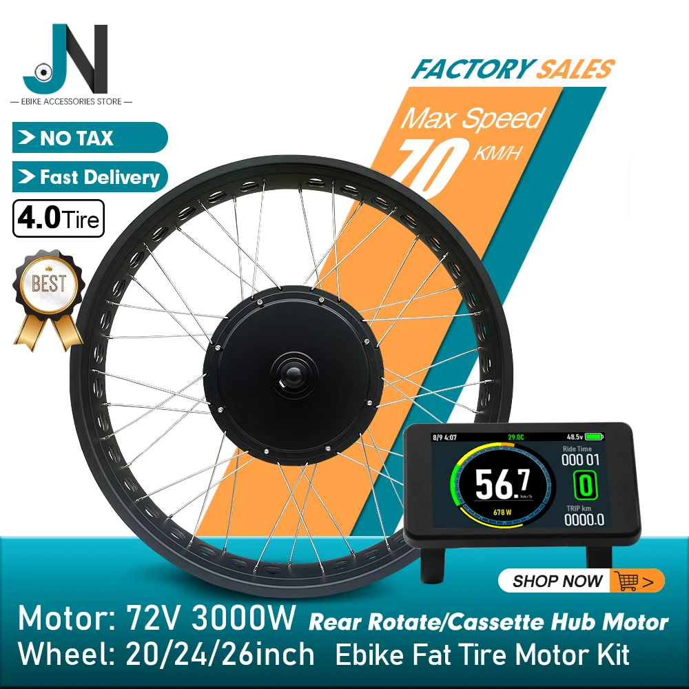 72V-3000W-Electric-Fat-Bike-Kit-20-24-26inch-4-0Tire-Brushless-Rear-Hub ...