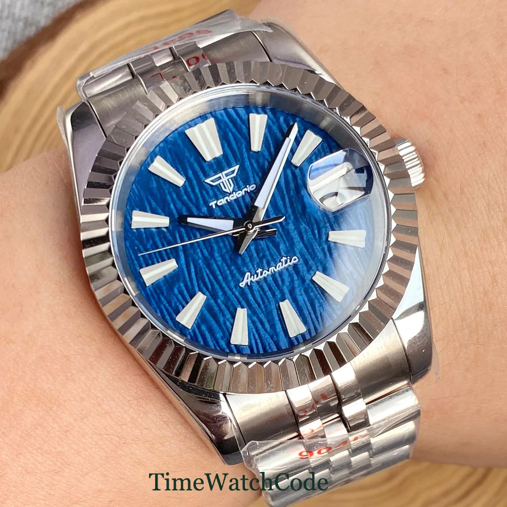 Tandorio-Automatic-Watch-for-Men-NH35A-Movement-Luminous-3D-Blue-Dial ...
