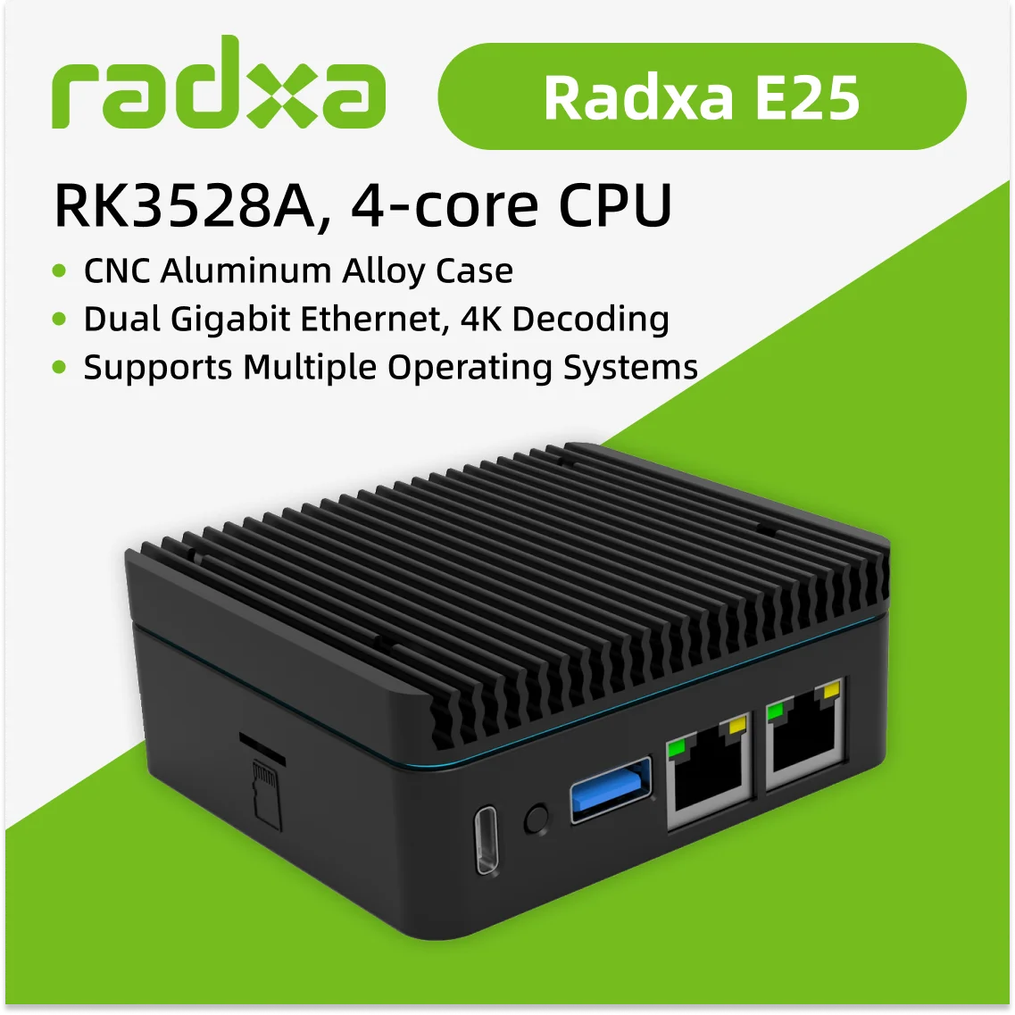 Radxa E25, CPU de 4 núcleos, Ethernet dual de 2,5 Gigabit, caja de ...