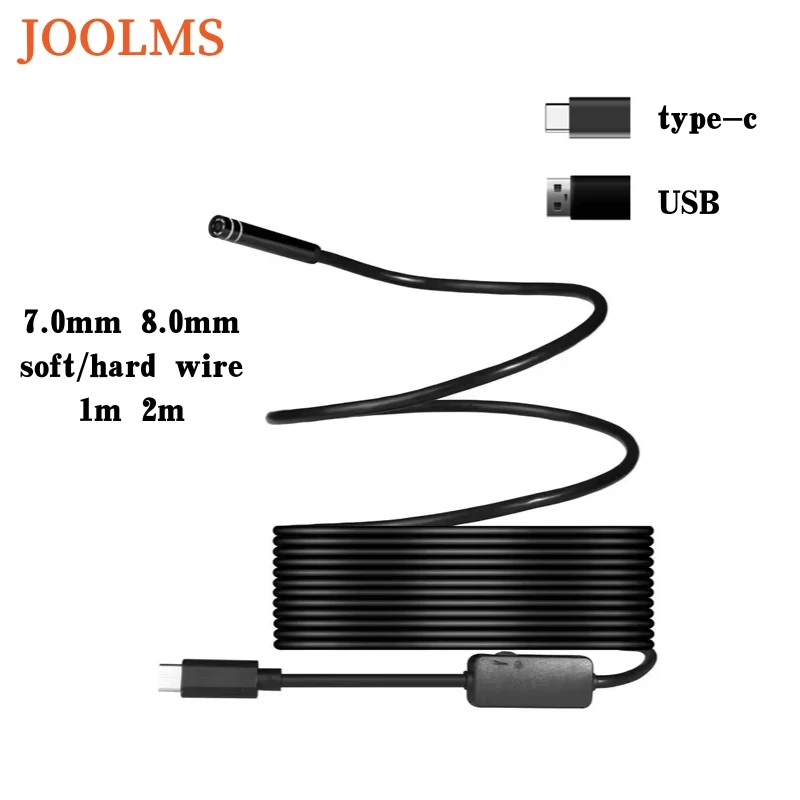 1m-2m USB Endoscope 7.0mm Lens Cameras Inspection Borescope Flexible ...