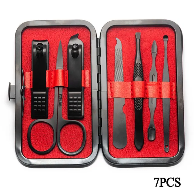 7 stücke Schwarz Nagel Knipser Edelstahl Nagel Knipser Set Pediküre ...