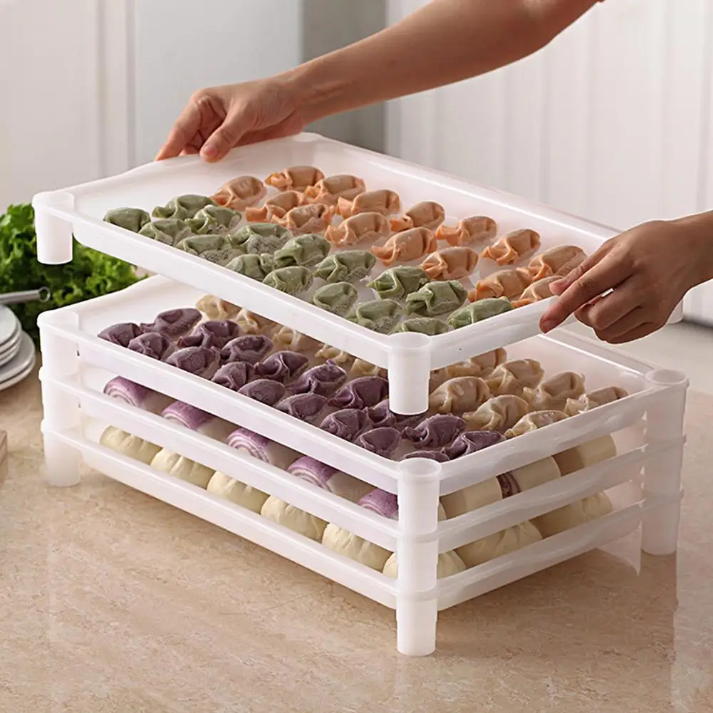 Practical-Food-Tray-Space-Saving-Dumpling-Storage-Washable-Strong ...