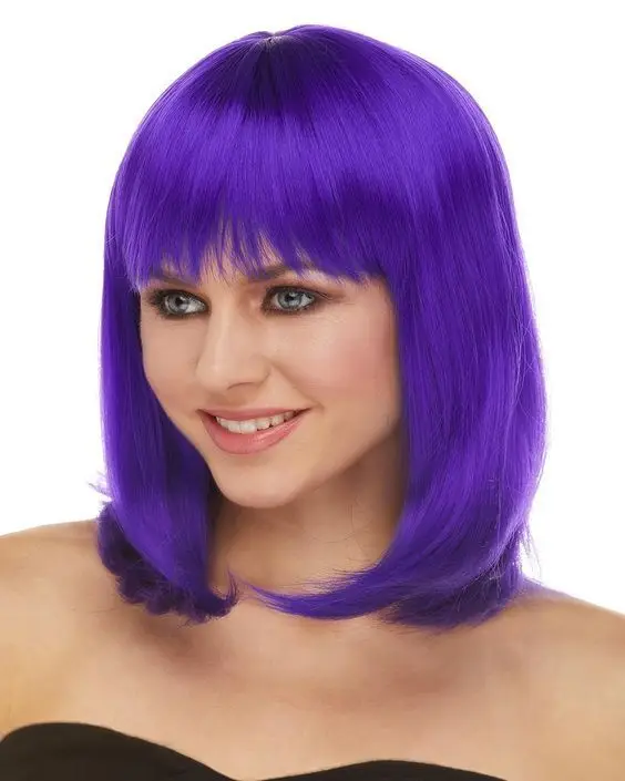 Pelucas-sint-ticas-con-flequillo-Bob-corto-recto-resistente-al-calor ...