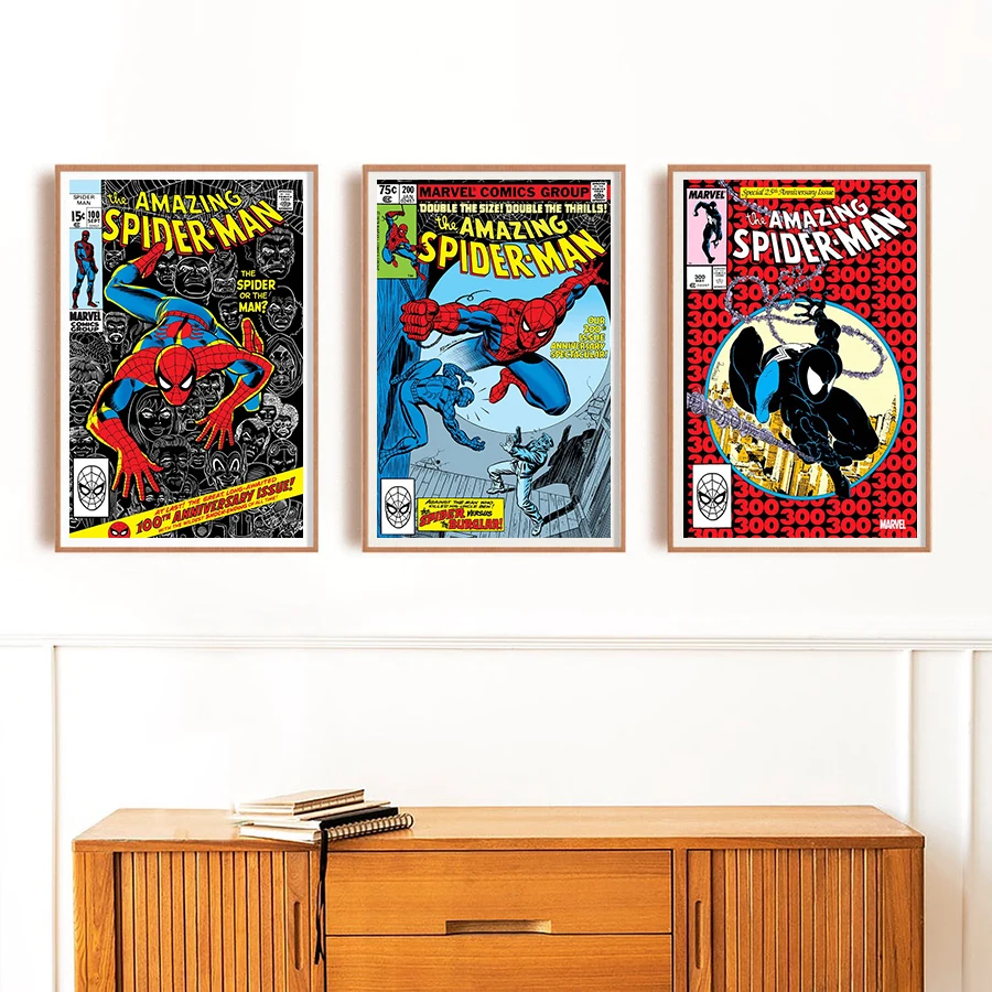 Vintage-100th-200th-300th-Edition-Spider-Man-Comic-Cover-Poster-Spider ...