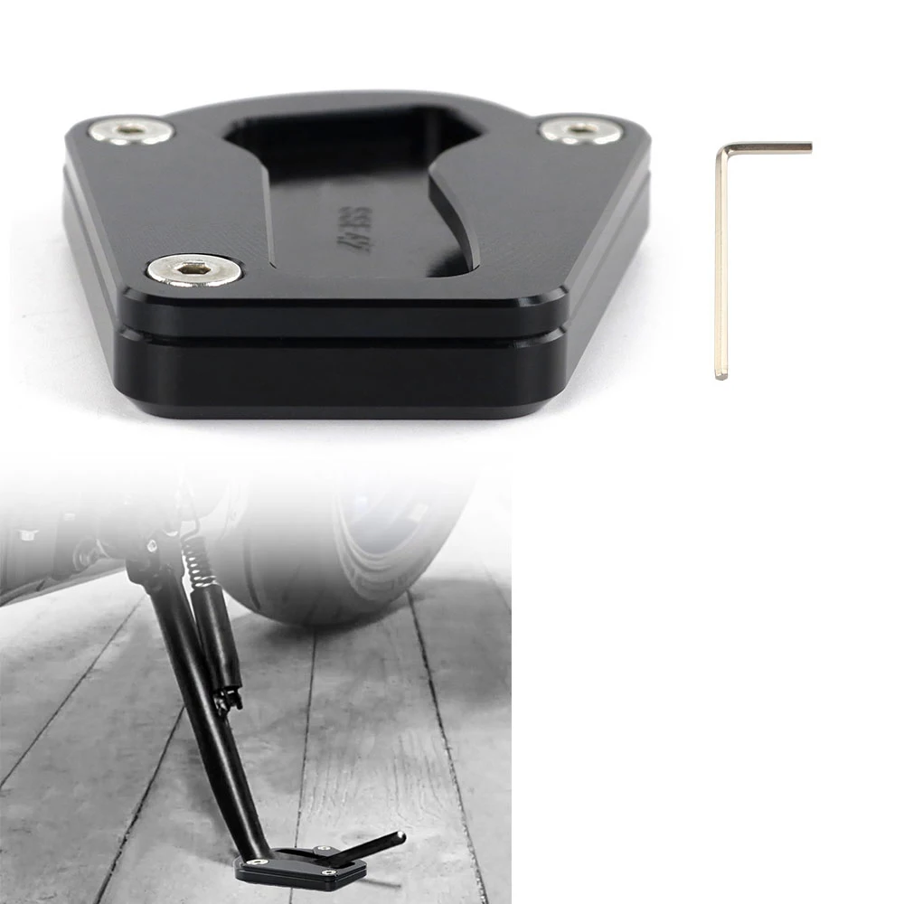 CNC-Motorcycle-Kickstand-Foot-Side-Stand-Enlarge-Pad-Support-Plate-Fit ...