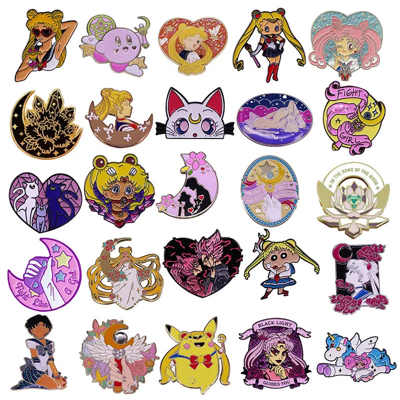 Pin-esmaltado-de-chica-hermosa-Pin-de-solapa-de-Luna-para-broches-de ...