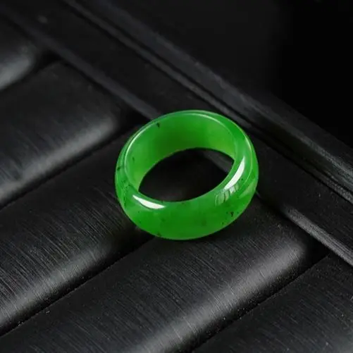Natural-100-real-green-hetian-jade-ring-handmade-sculpture-simple-jade ...