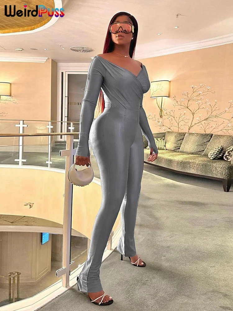 Weird-Puss-Elegant-Women-Tracksuit-2-Piece-Set-Skinny-Cross-Slash-Neck ...