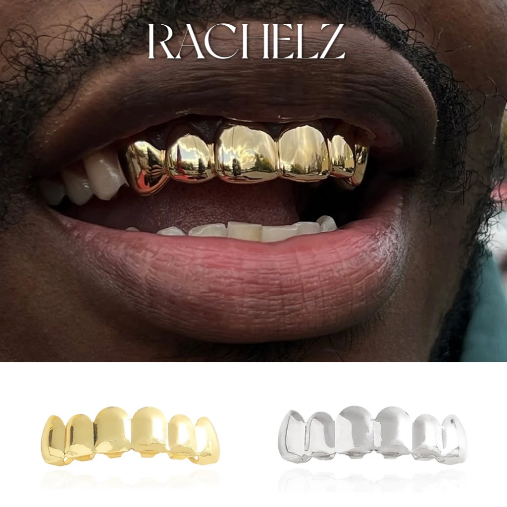 RACHELZ Hip Hop Classic 6 Top Teeth Grillz Punk 4 Colors Glossy Tooth ...