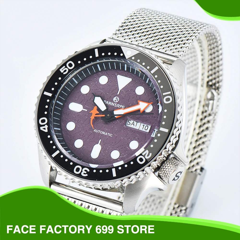 PARNSRPE - Luxury silver 42mm men's watch NH36 self-winding smooth case ...