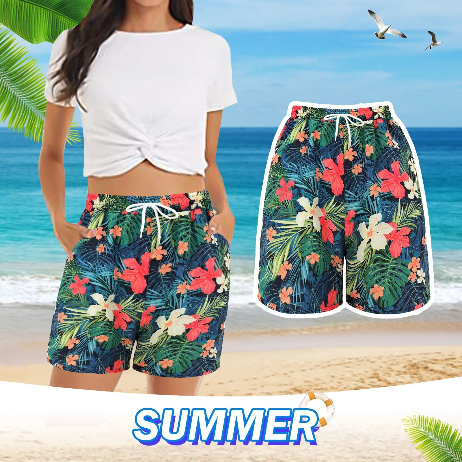 Hawaiian-Beachwear-Shorts-3d-Print-Beach-Trunks-Loose-Pants-Breathable ...