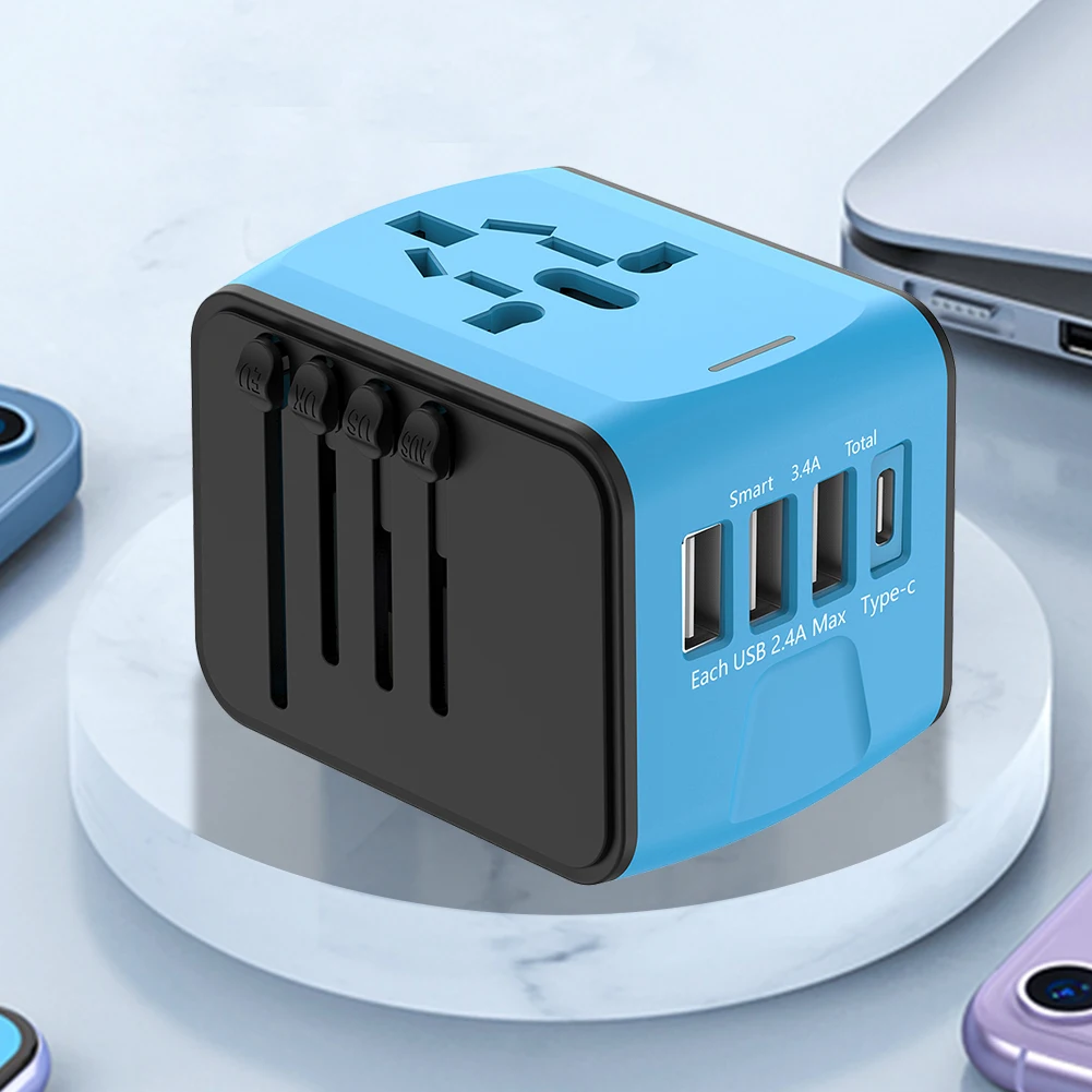 Universal Travel Adapter 100V-250V AC Power Adapter Charger 3 USB and 1 ...