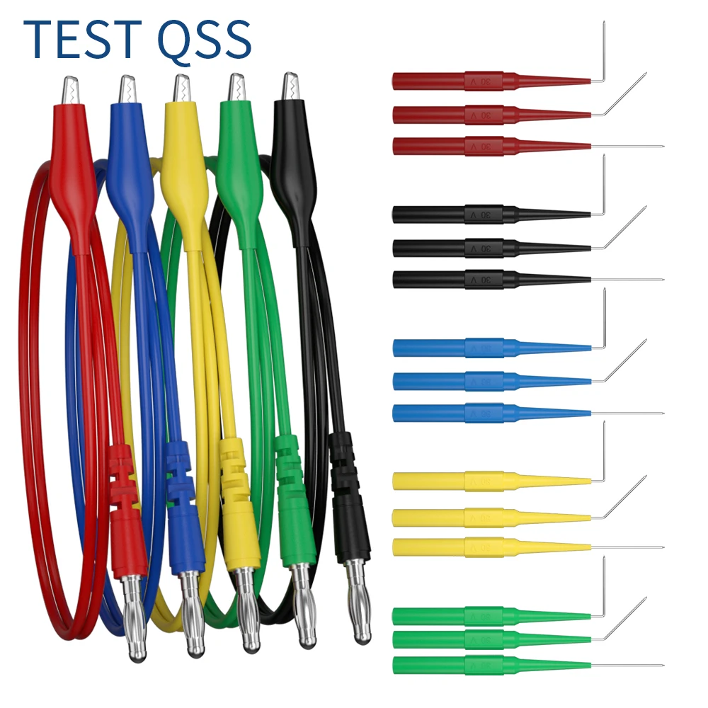 QSS Multimeter Test Lead Kit Alligator clip to 4 mm Banana Plug Test ...
