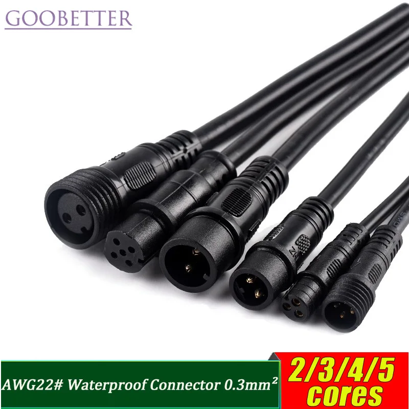 2/3/4/5 Pin AWG22# Waterproof Connector 0.3mm² Male-Female Plug, IP67 ...