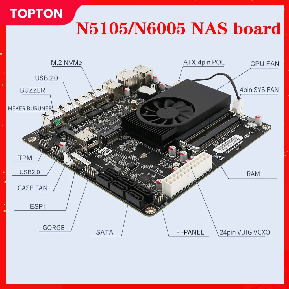 4x Intel i226-V 2.5G Nics Mini ITX NAS Motherboard N6005 N5105 ...