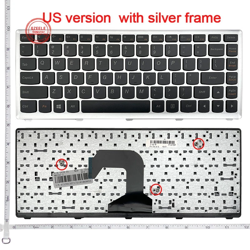 SP/US New Laptop keyboard for Lenovo U410 Keyboard Black Key Silver ...