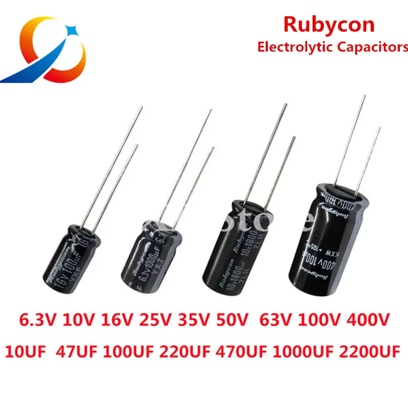 10pcs Rubycon Electrolytic Capacitors 6.3V 10V 16V 25V 35V 50V 63V 100V 400V 450V 1UF 10UF 22UF ...