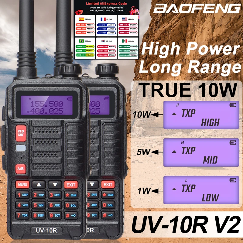 2PCS-Baofeng-UV-10R-Professional-Walkie-Talkies-High-Power-10W-Dual ...