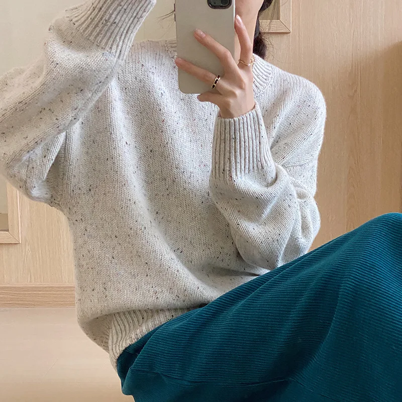 Marino-Wool-Sweater-Oversize-Crew-Neck-Pullover-Jumper-Fancy-Marled ...