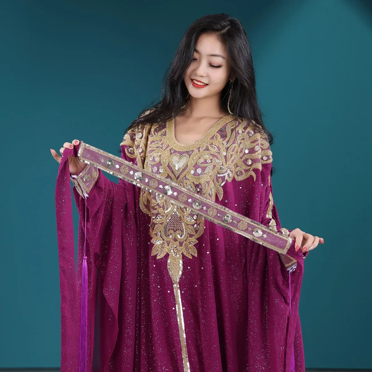 Vestido Tradicional Egípcio Khaleeji Thobe, Robe de Dança Folclórica ...