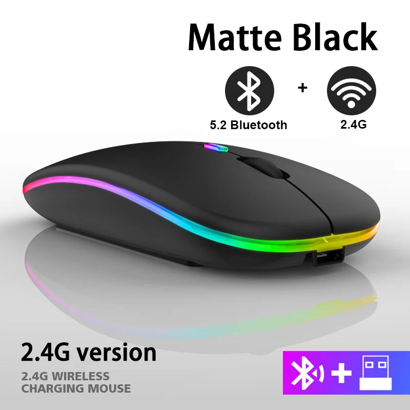 2,4G Wireless Maus RGB Wiederaufladbare Bluetooth Mäuse Drahtlose ...