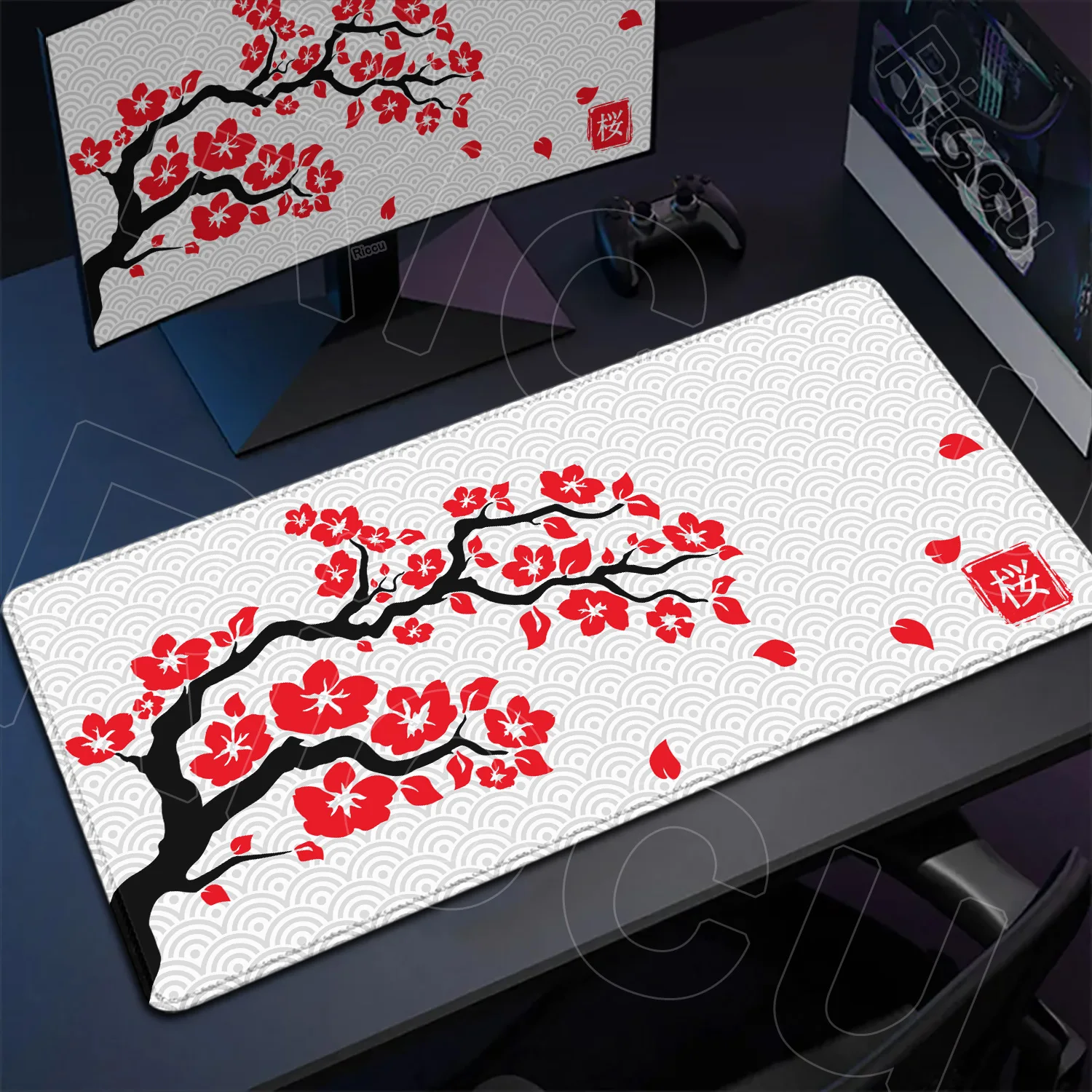 Japanese Sakura Mousepad XXL White & Red Laptops Gaming Table Mat ...