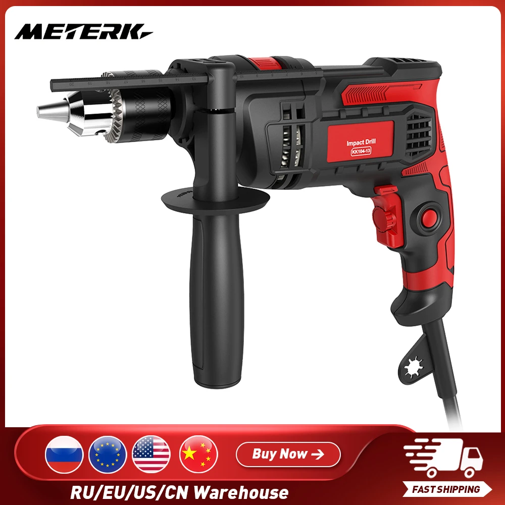 Meterk 전기 유선 드릴 해머 드릴 7.0, 가변 속도 3000RPM 듀얼 스위치 다기능 드릴, 850W, 1/2 인치