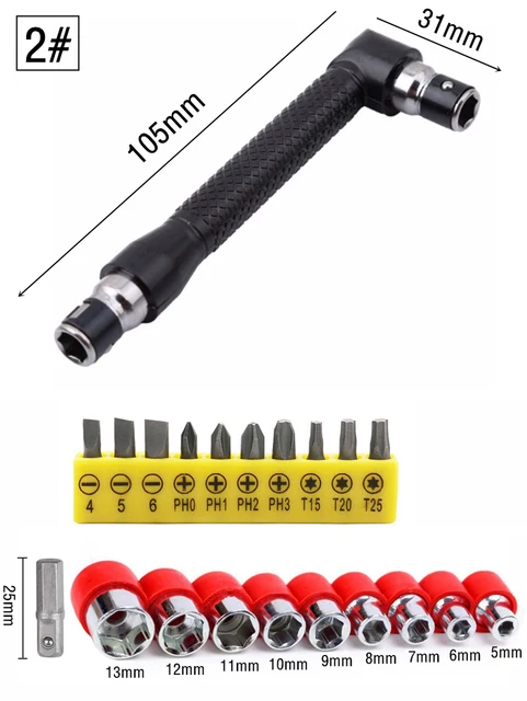 Screwdriver Handle Set Socket Holder Adapter Drill Bit Tool Slotted ...