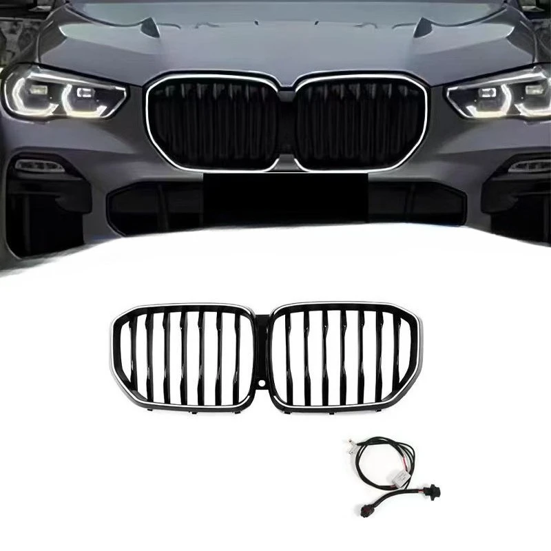 For BMW X5 G05 2019-2022 Single Line Gloss Black LED Glow Front Grille ...