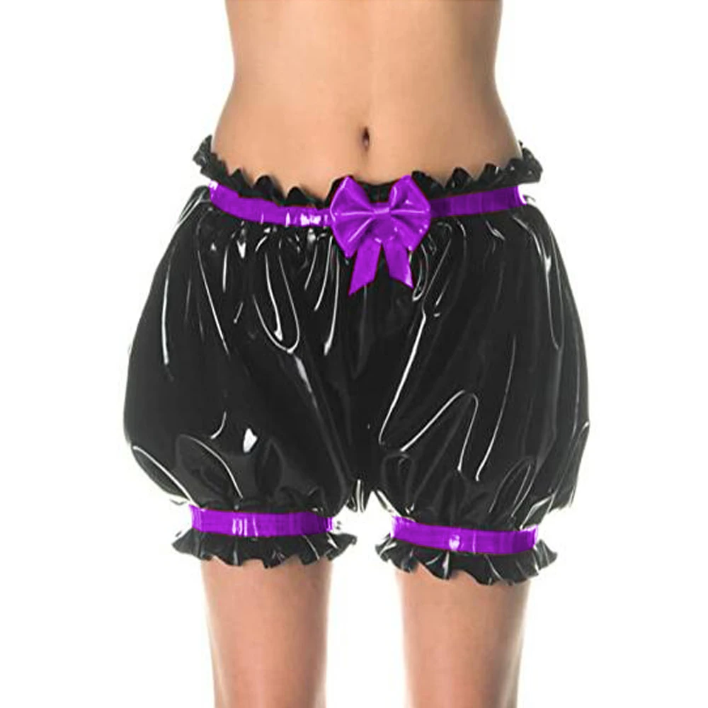 Sissy-Ruffles-Shiny-PVC-Leather-Short-Bloomers-Raves-Party-Waist ...