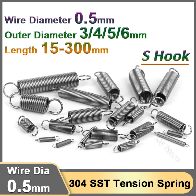 0-5mm-Open-S-Hook-Tension-Spring-Stainless-Steel-Cylindroid-Helical ...