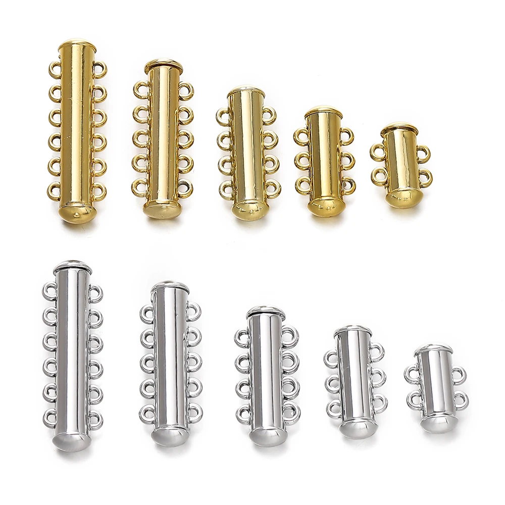 5pcs/Lot 2~6 Strands Alloy Slide Tube Lock Clasps Connector for DIY ...