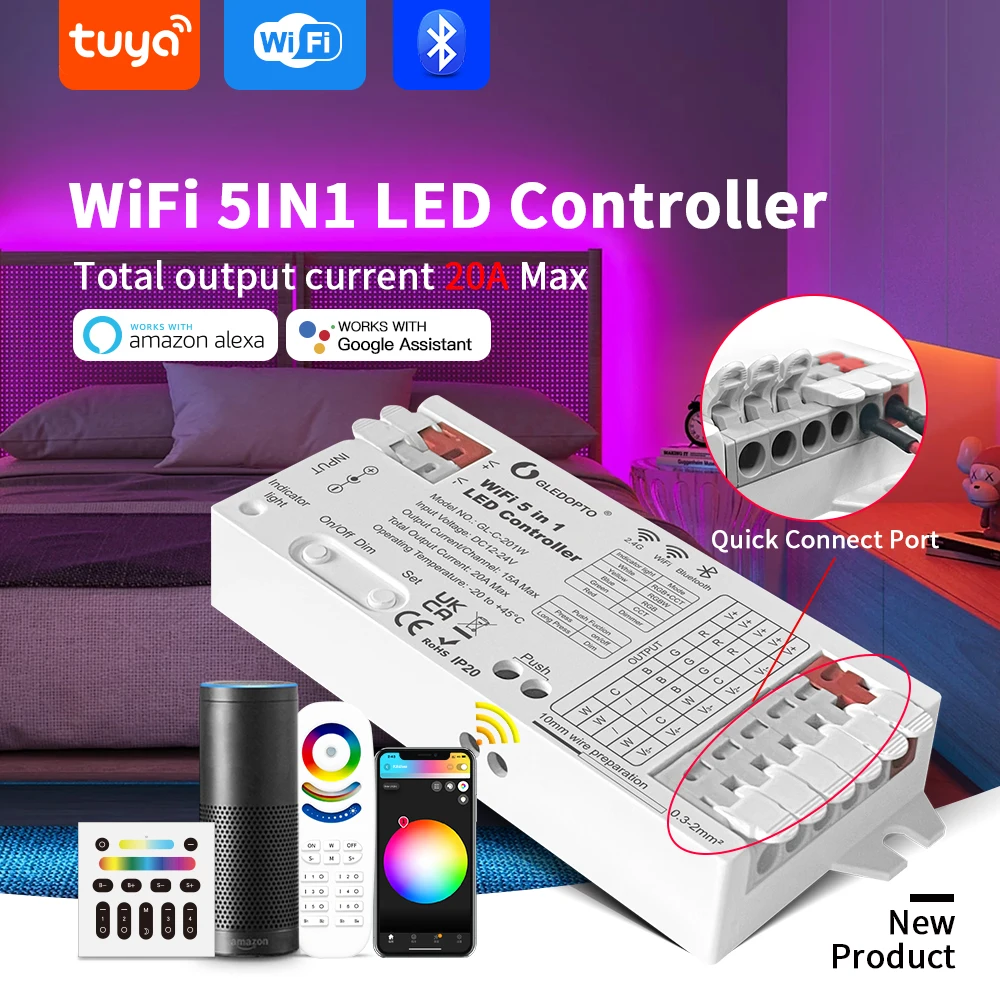 GLEDOPTO-2-4G-WiFi-Bluetooth-5-in-1-LED-Smart-Controller-Voice-and-RF ...