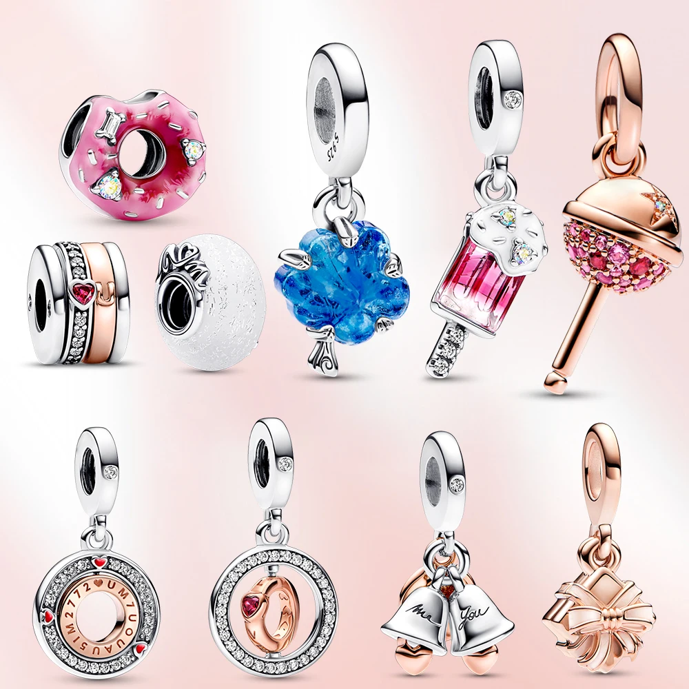 New-sterling-silver-925-charm-donuts-bead-Popsicle-pendant-Fit-original ...