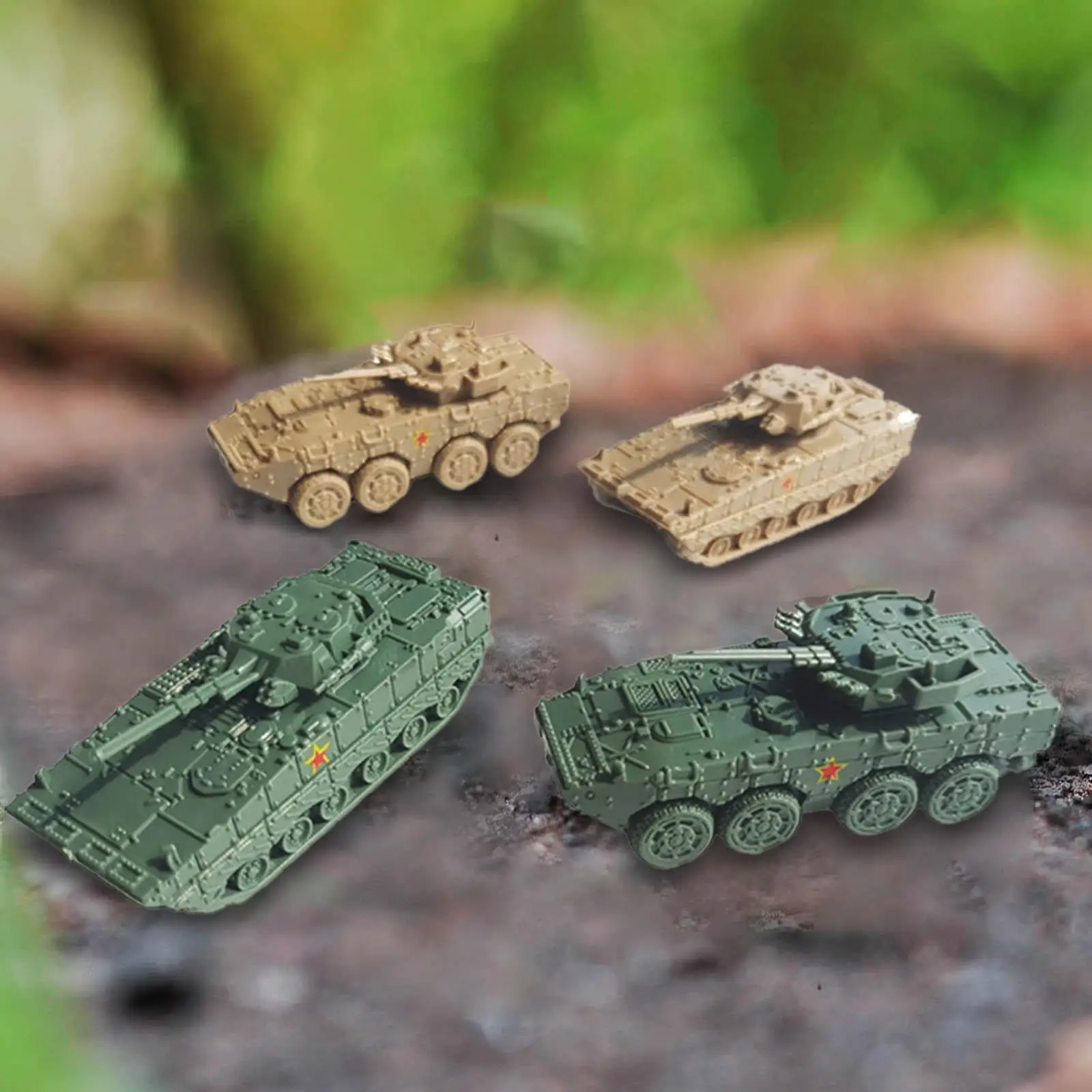 4x 1:144 Scale Tank Model Simulation Finished Tank Ornaments Toy Tank ...
