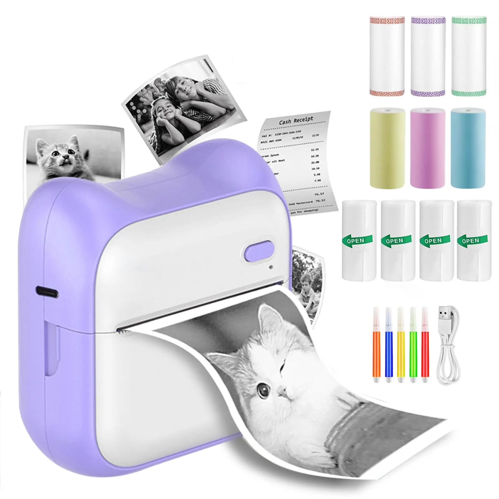 Mini-Thermal-Printer-Paper-Label-Sticker-Colorful-Adhesive-Self ...