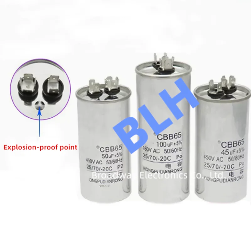 CBB65 air conditioning compressor startup capacitor 450V 50UF 55UF 60UF 65UF 70UF 75UF 80UF 90UF ...