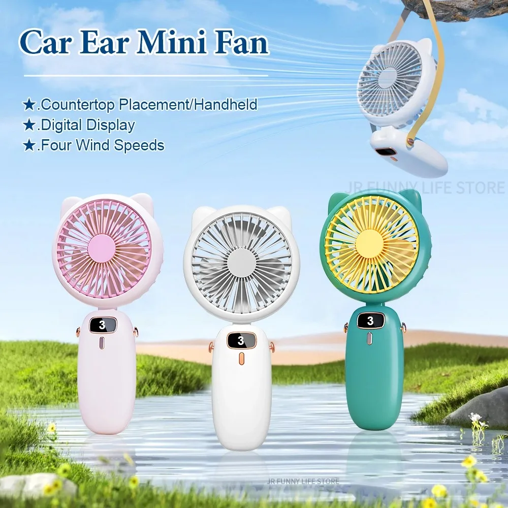 Cat-Ear-Portable-Mini-Fan-For-Girls-women-Battery-Level-Display ...