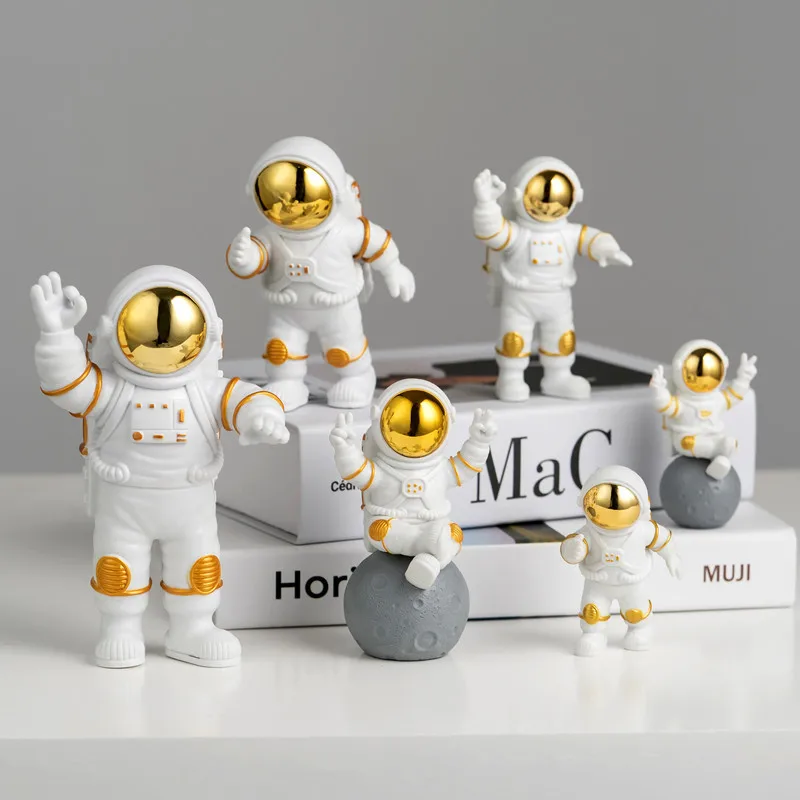 3Pc-Astronaut-Decor-Action-Figures-and-Moon-Home-Decor-Resin-Astronaut ...